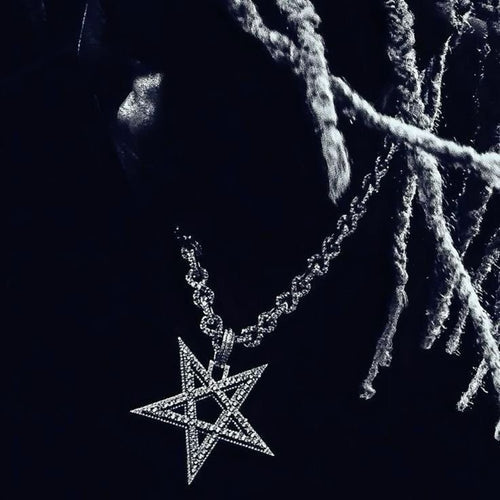 Iced Out Upside Down Pentagram Pendant with Infinity Chain – EC Custom ...