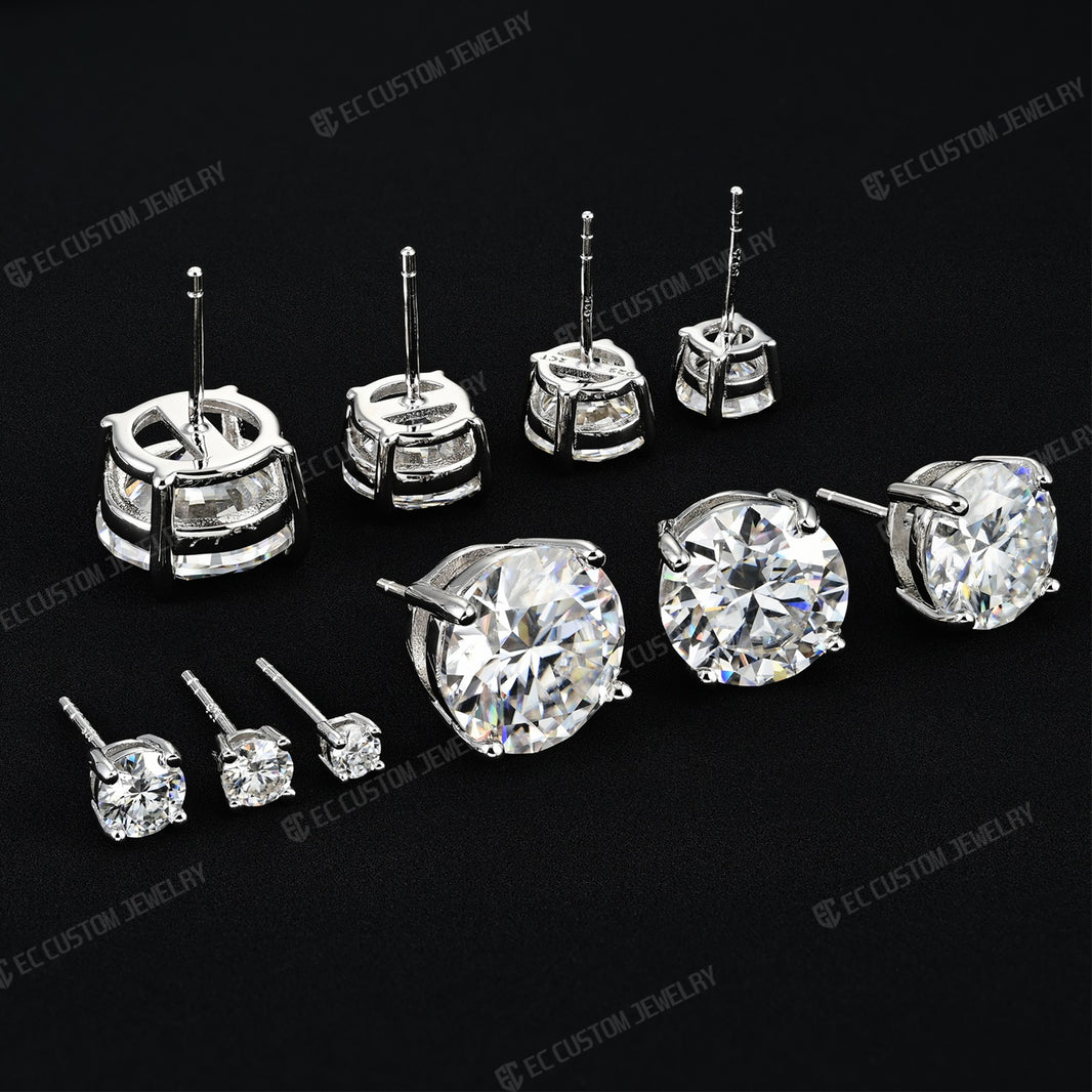 Hip Hop Earrings Sterling 925 Silver Iced out Rapper Earrings - EC ...