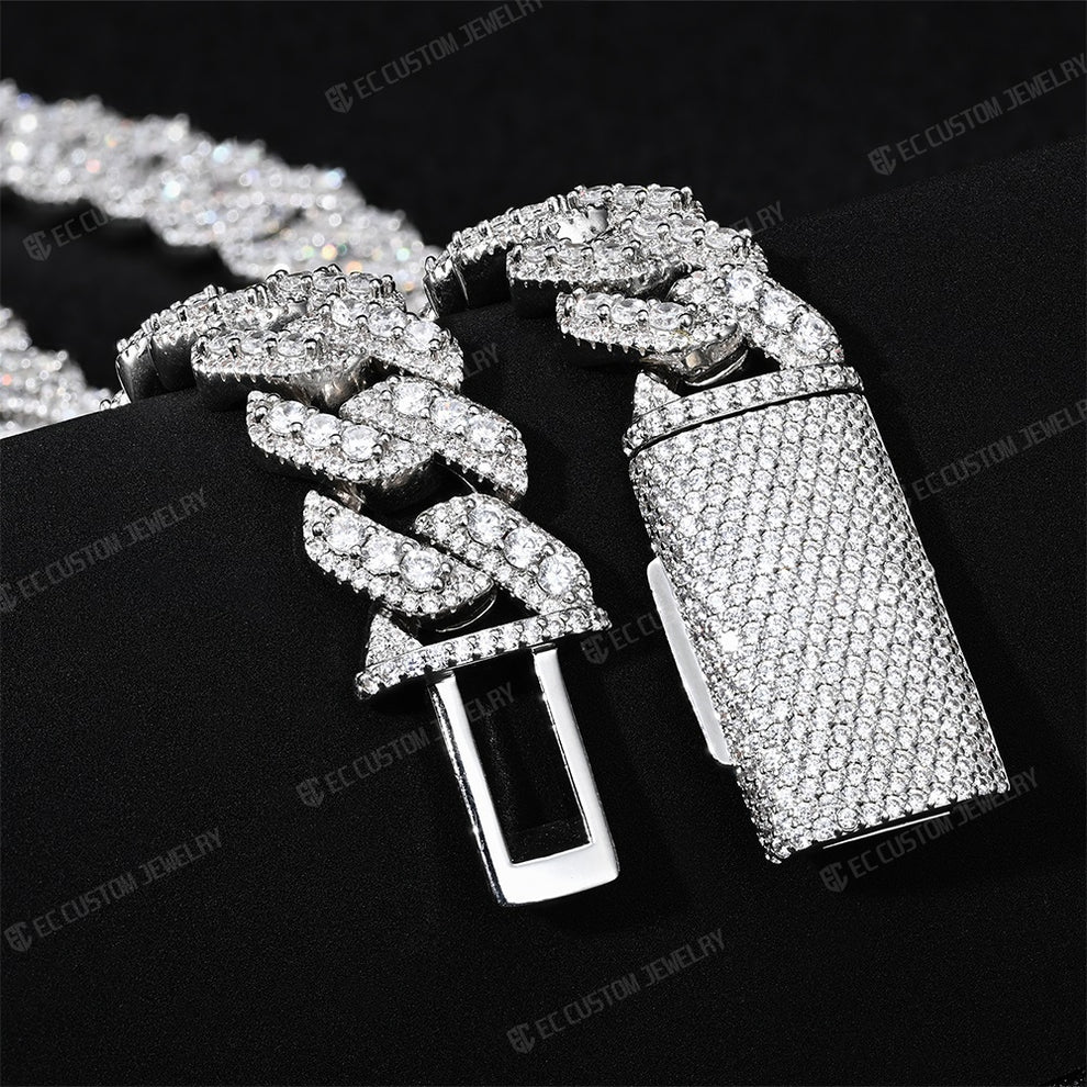 15MM Cuban Diamond Chain Iced Out Moissanite Necklace Rapper – EC ...
