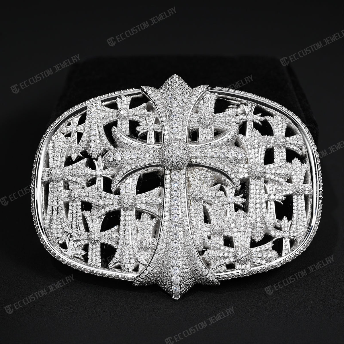 CH Cross Iced Out Belt Buckle Hip Hop Streetwear – EC Custom Jewelry