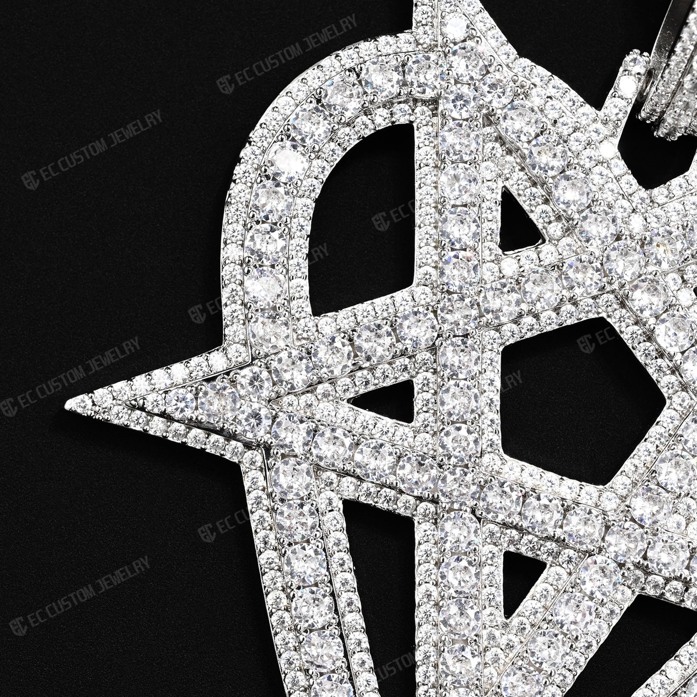 Iced Out Heart Pentagram Pendant Streetwear Custom Jewelry – EC Custom ...