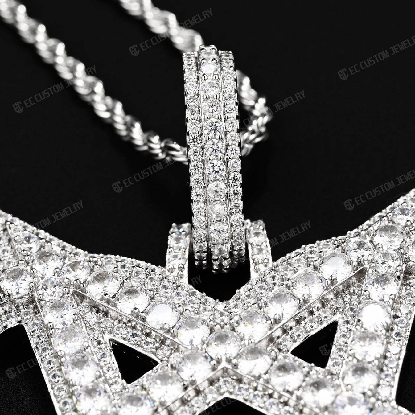 Iced Out Heart Pentagram Pendant Streetwear Custom Jewelry – EC Custom ...