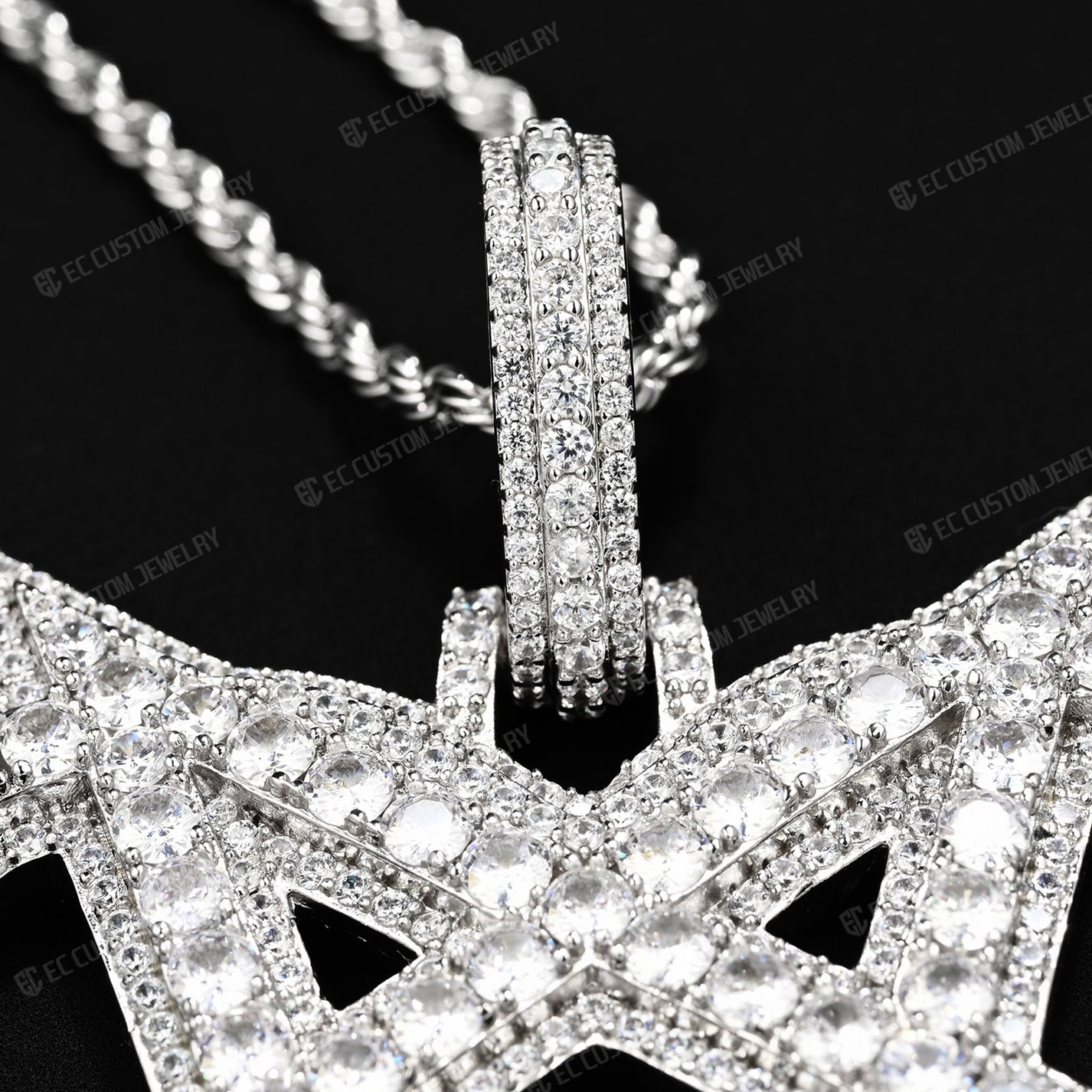 Iced Out Heart Pentagram Pendant Streetwear Custom Jewelry – EC Custom ...