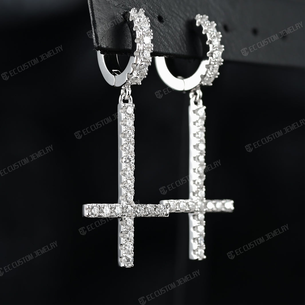 Hip Hop Earrings Sterling 925 Silver Iced out Rapper Earrings - EC ...