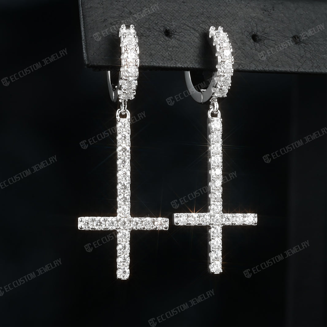 Hip Hop Earrings Sterling 925 Silver Iced out Rapper Earrings - EC ...