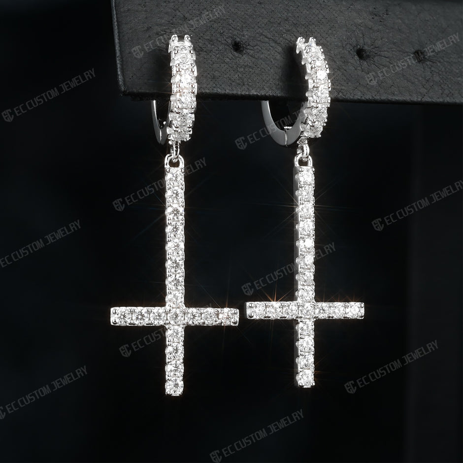 Hip Hop Earrings Sterling 925 Silver Iced out Rapper Earrings - EC ...