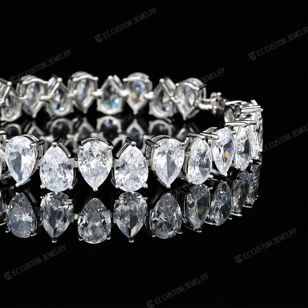12MM Teardrop Bracelet S925 Silver Moissanite Bracelet – EC Custom Jewelry