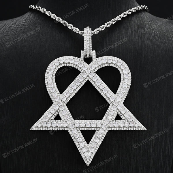 Round Heart Pentagram Pendant Ultimate Moissanite Hip Hop – EC Custom ...