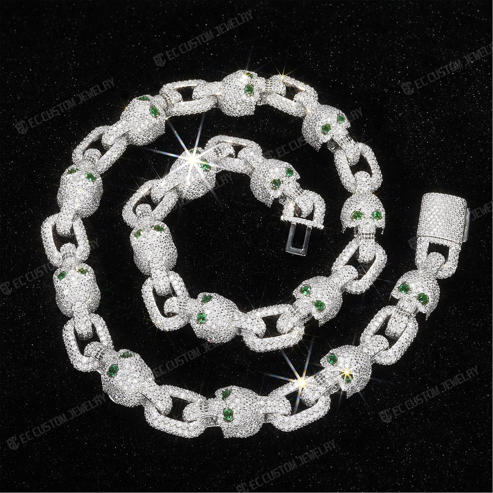 Yeat Style skull Chain Skeleton Icy Chain Necklace Iced Out – EC Custom ...