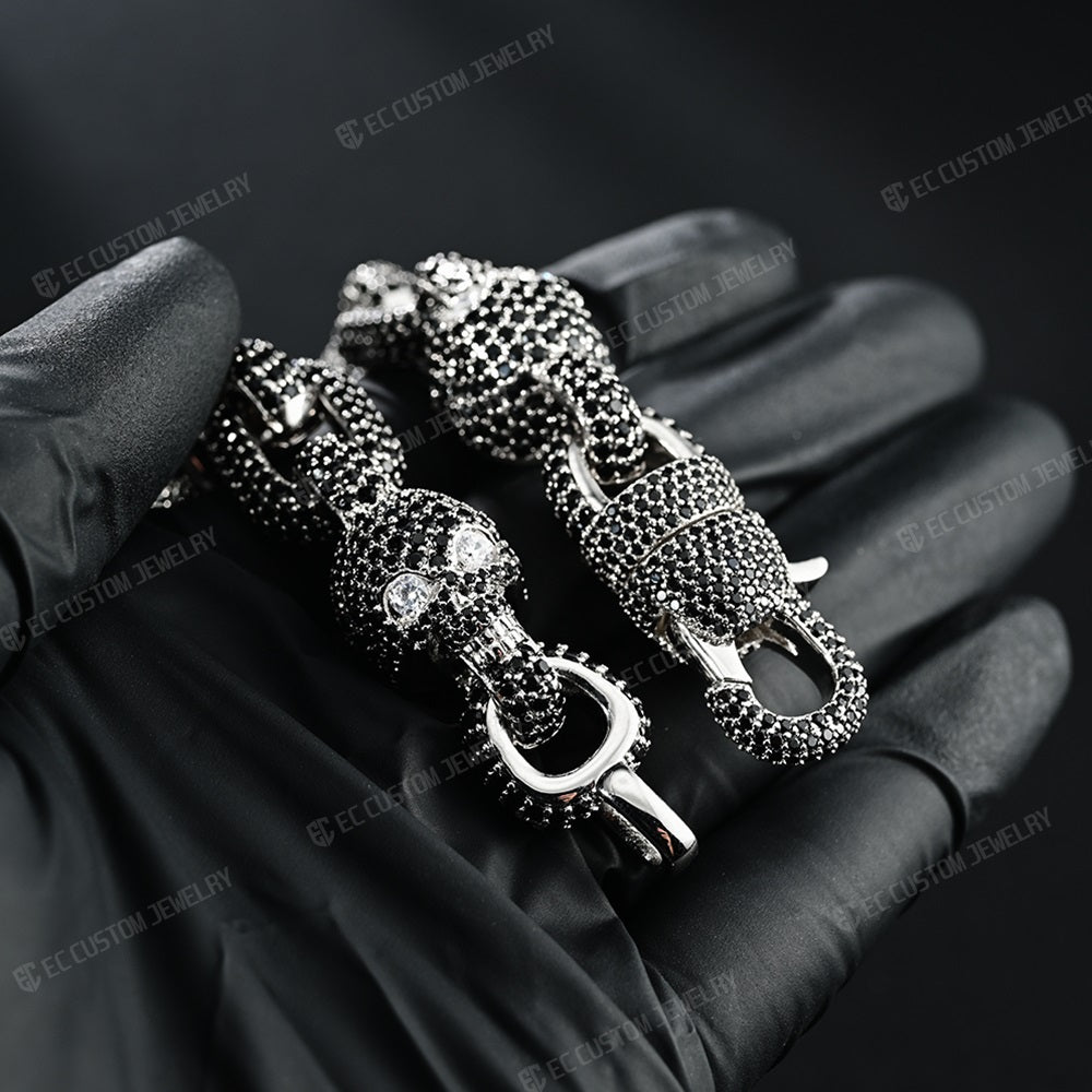 Yeat Style skull Chain Skeleton Bracelet Iced Out S925 – EC Custom Jewelry