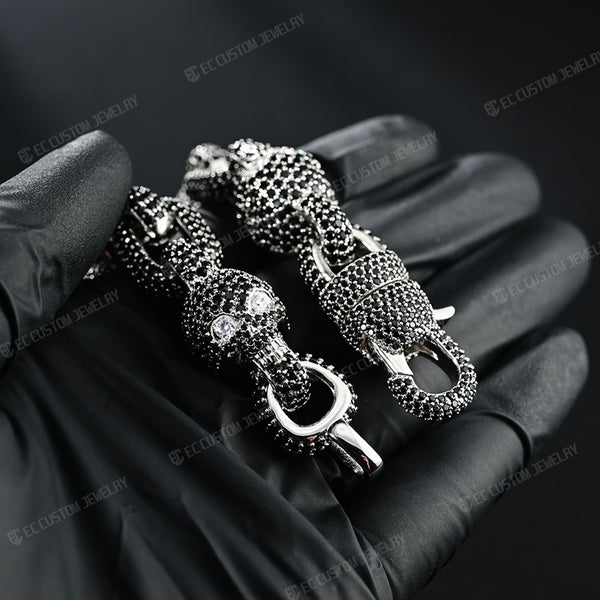 Yeat Style skull Chain Skeleton Bracelet Iced Out S925 – EC Custom Jewelry