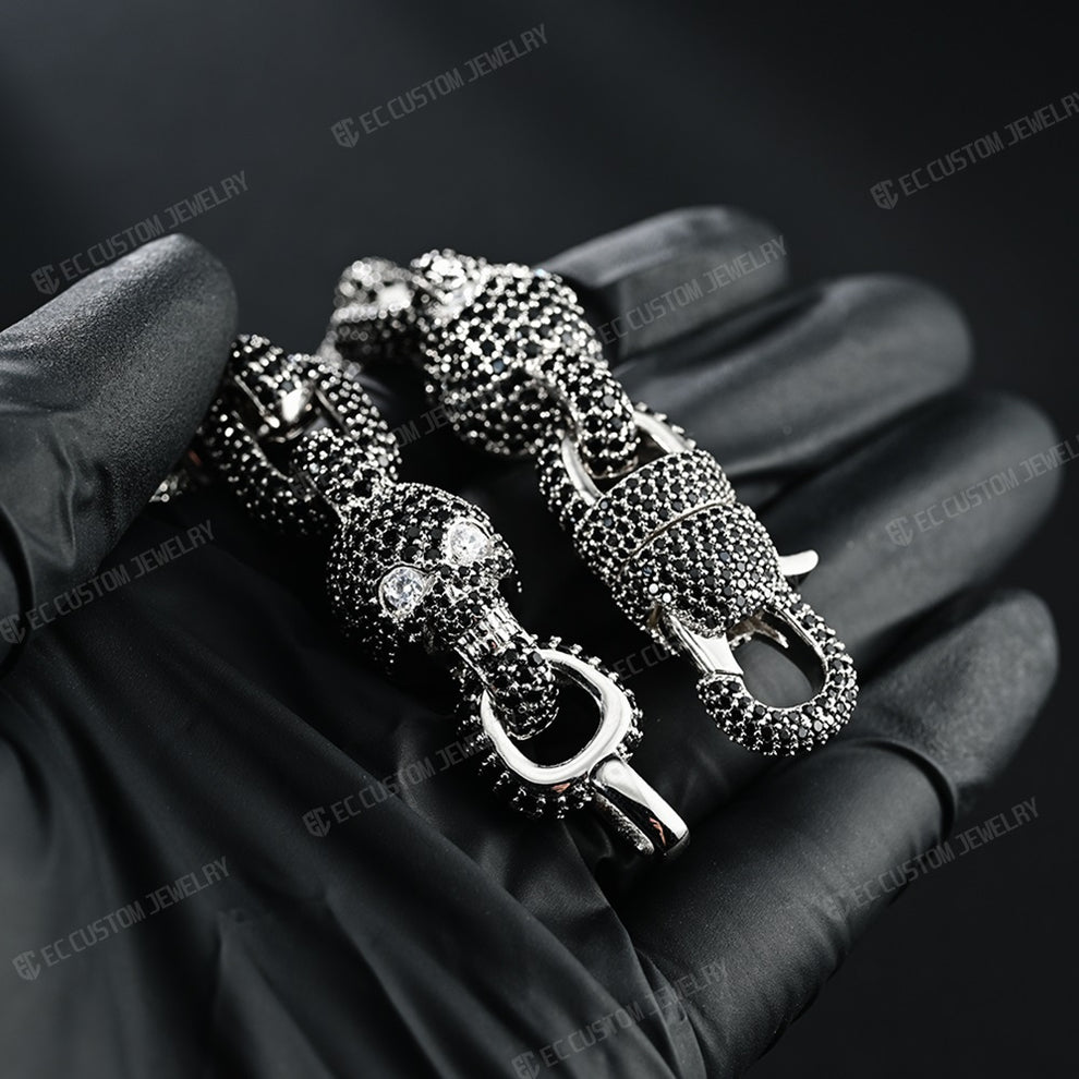 Yeat Style skull Chain Skeleton Bracelet Iced Out S925 – EC Custom Jewelry